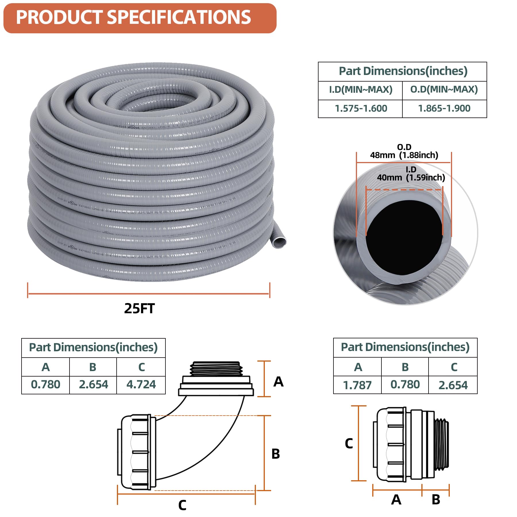 Mua Neorexon Liquid-Tight Conduit 1-1/2 inch 25ft, Electrical Conduit w ...