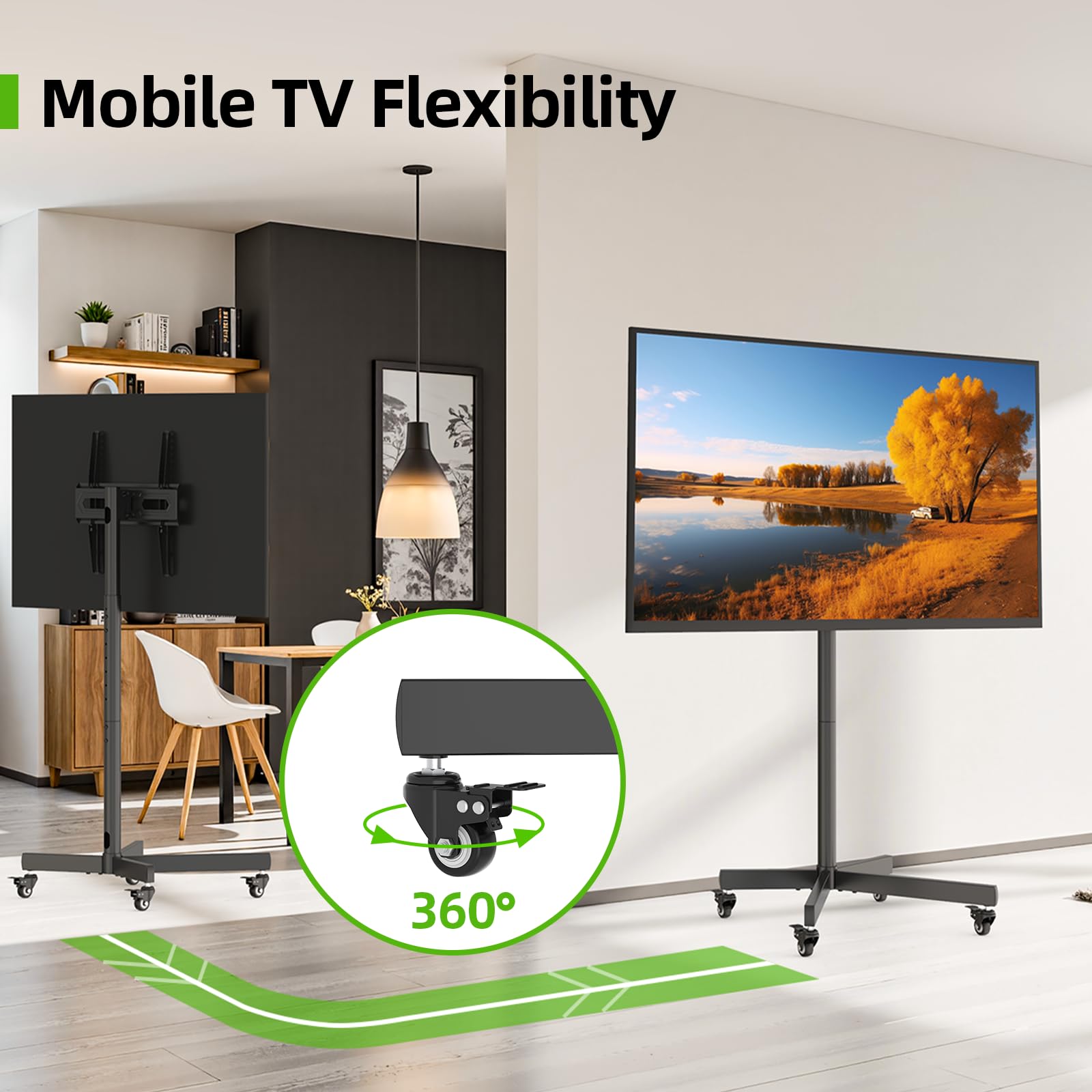 USX Mount Mobile TV Cart Rolling TV Stand With Wheels For 23-60" LCD LED Flat/Curved Panel ...
