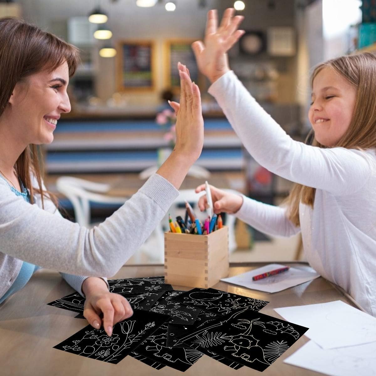 22 Sheets Rainbow Scratch Paper for Kids, ANSUG Black Scratch Art Paper ...
