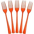 Amazon.com: Disposable Orange Plastic Forks 50 Pcs - Heavy Duty Orange ...
