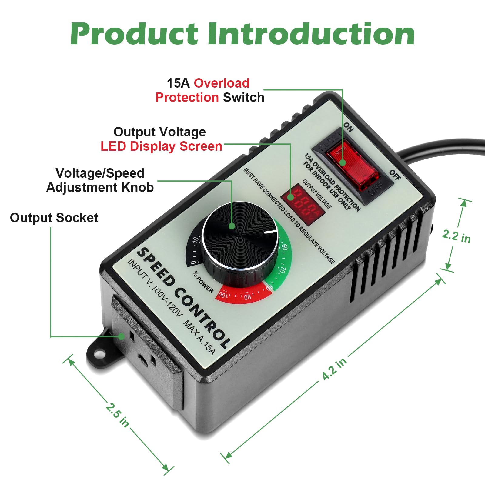 Mua AC Motor Speed Controller 110-120V / 15A Max, Variable Fan Speed ...
