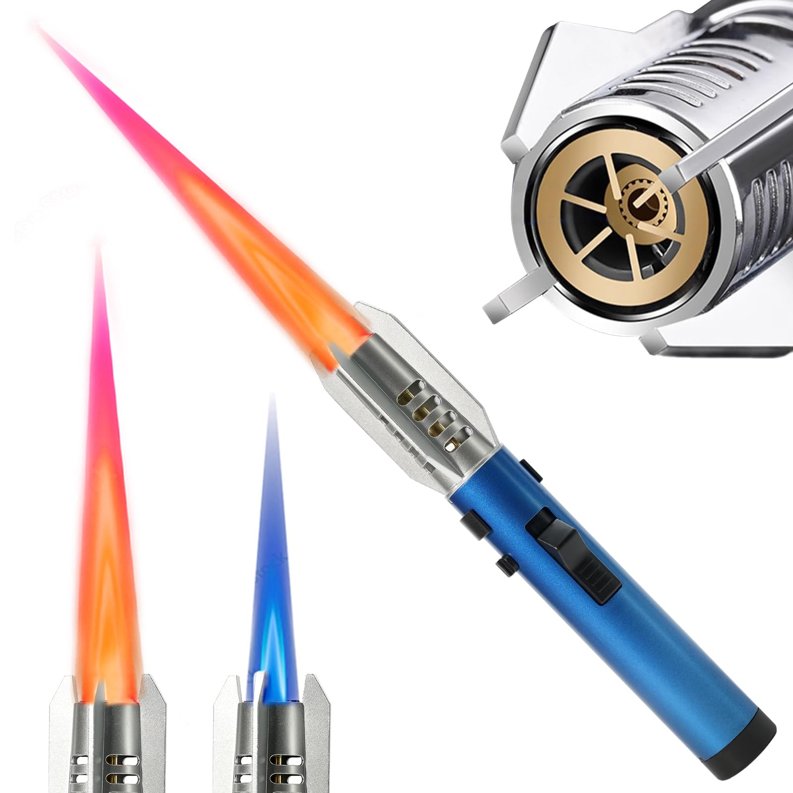 Camping Torch Lighter, Bright Fire Windproof Butane Refillable Straight ...