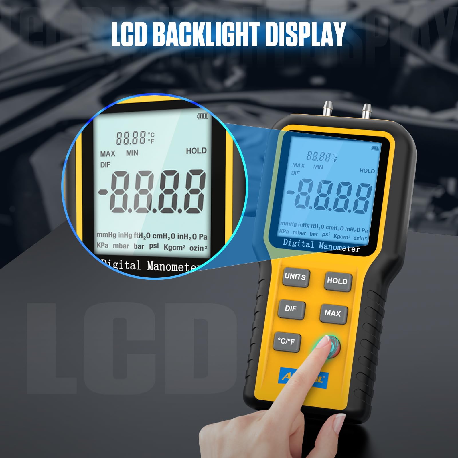 Mua AUTOOL Manometer Gas Pressure Tester, Digital Manometer HVAC, 12 ...