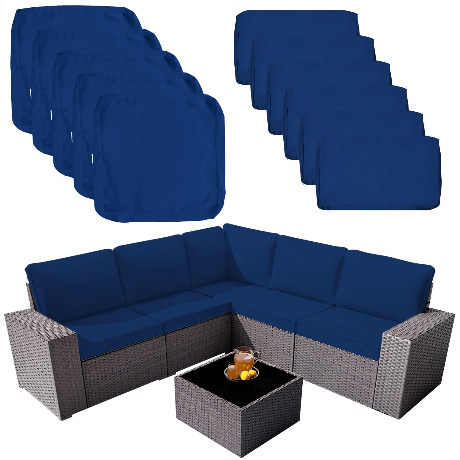 ClawsCover 11Pack Outdoor Seat and Back Cushions Replacement Covers Fit ...