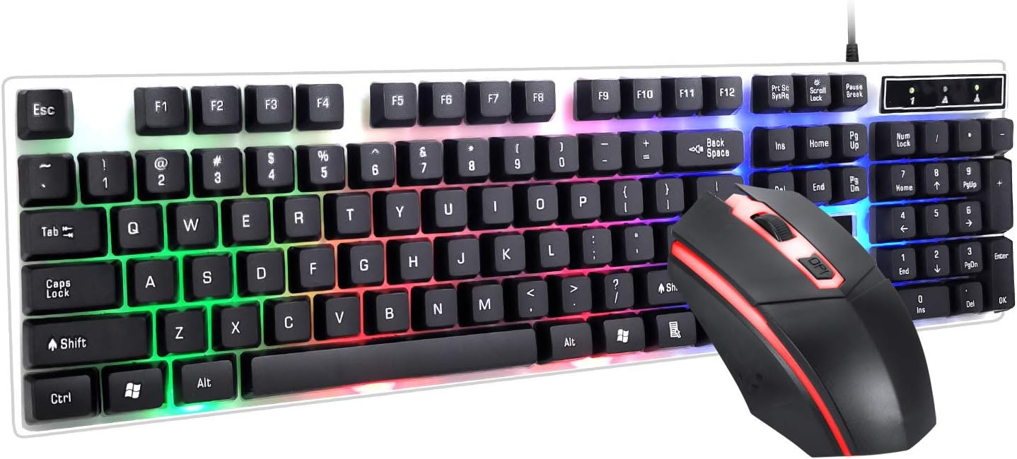 Queen.Y Wired Gaming Keyboard and RGB Mouse Combo Set 104 keys Wired ...