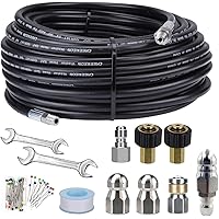 ZOFINE Sewer Jetter Kit for Pressure Washer 150FT, Newest 5800PSI Drain Cleaner Hose 1/4 Inch ...
