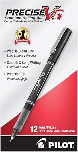 Pilot Precise V5 Stick Rolling Ball Pens, Extra Fine Point, Black Ink ...