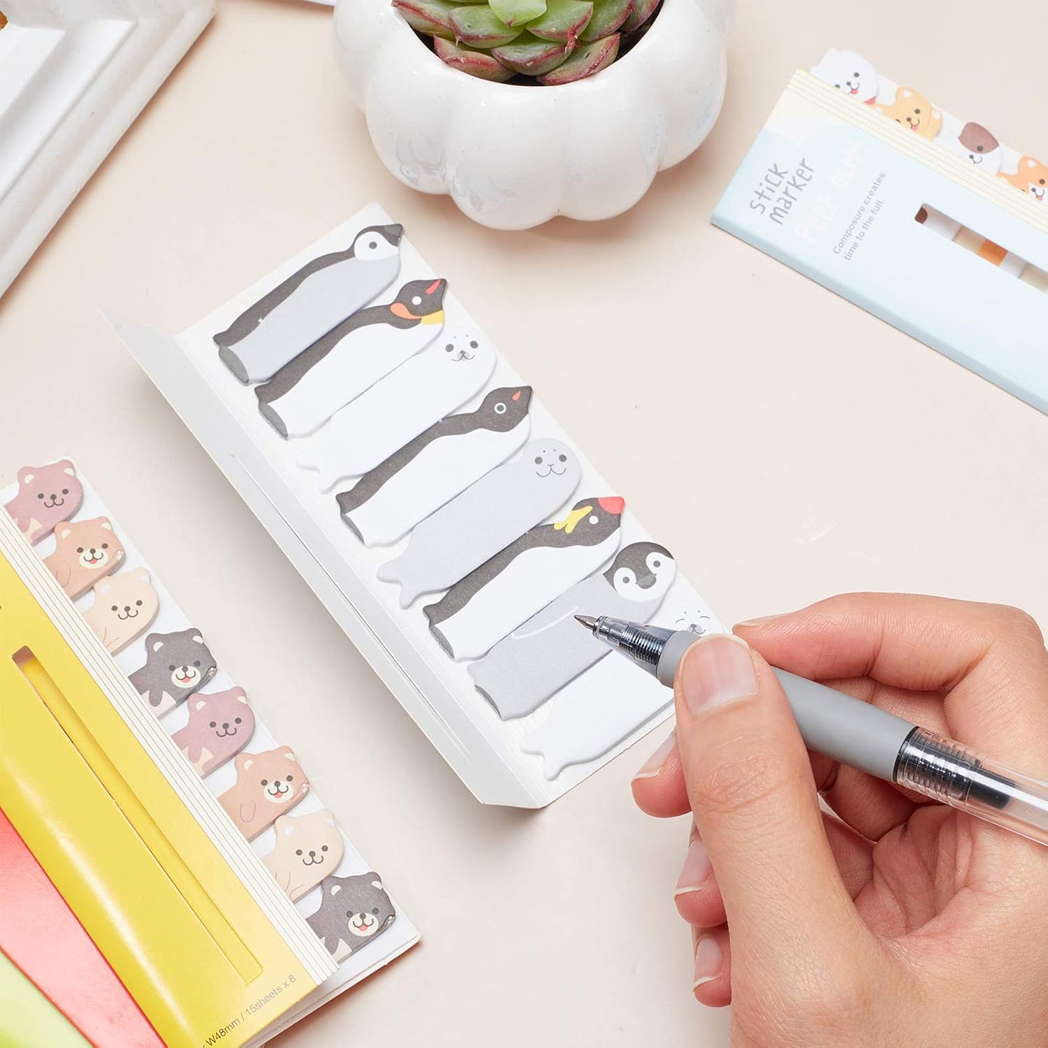 CRASPIRE 6PCS Cute Sticky Notes Set Sticker Bookmarks Memo Pad Sticky ...