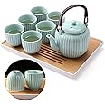 Amazon.com | Dujust Japanese Tea Set, Cyan-blue Porcelain Tea Set with ...