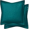 Amazon.com: Cotton Metrics Heavy Quality European Square Pillow Shams Set of 2 Teal 600TC 100% ...
