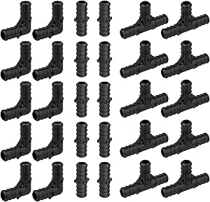 (Pack of 30 ) EFIELD 3/4" Poly PPSU Barb Crimp Pex Fitting Combo With Tees, Elbows, Couplings 10 ...