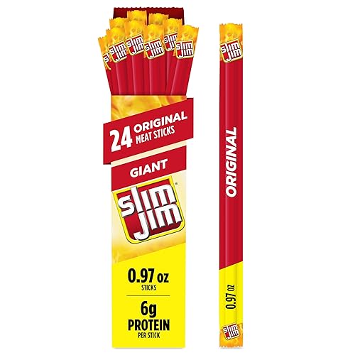 Slim Jim Giant Smoked Meat Sticks, Original Flavor, 6g Protein Per ...