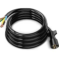 Amazon.com: MICTUNING Heavy Duty 7 Way Plug Inline Trailer Cord with Double Prongs Connector - 8 ...