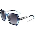 Amazon.com: FEISEDY Polarized Women Square Sunglasses Sparkling Composite Shiny Frame B2289 ...