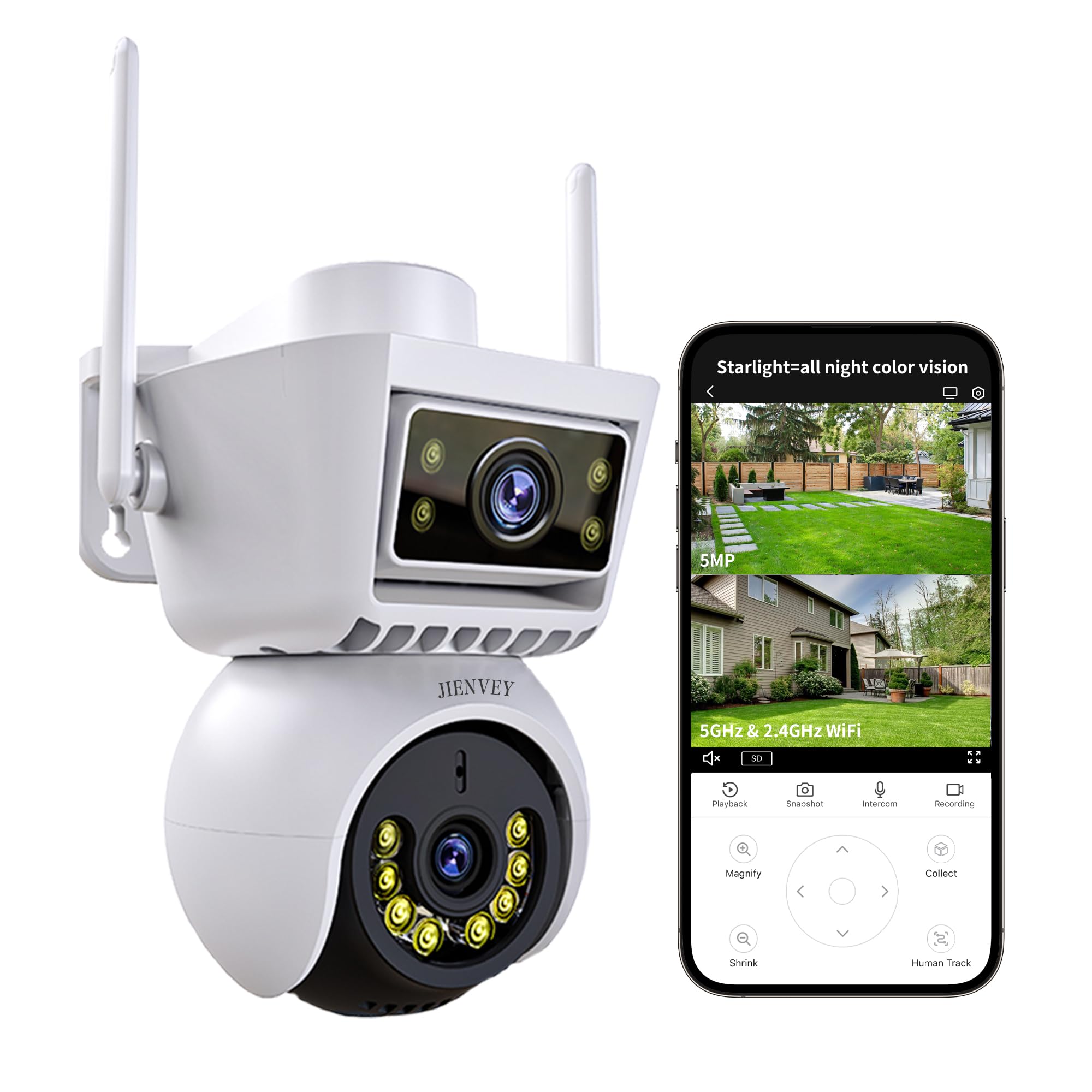 Mua JIENVEY 3K 5MP Dual Lens Security Cameras Wireless Outdoor ...
