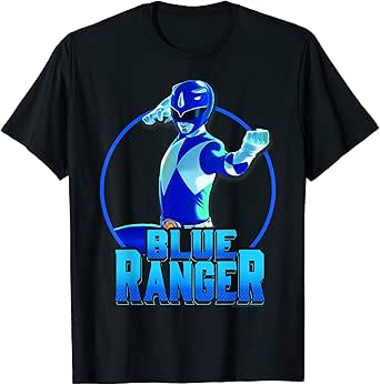 Amazon.com: Power Rangers Blue Ranger Simple Portrait T-Shirt: Clothing