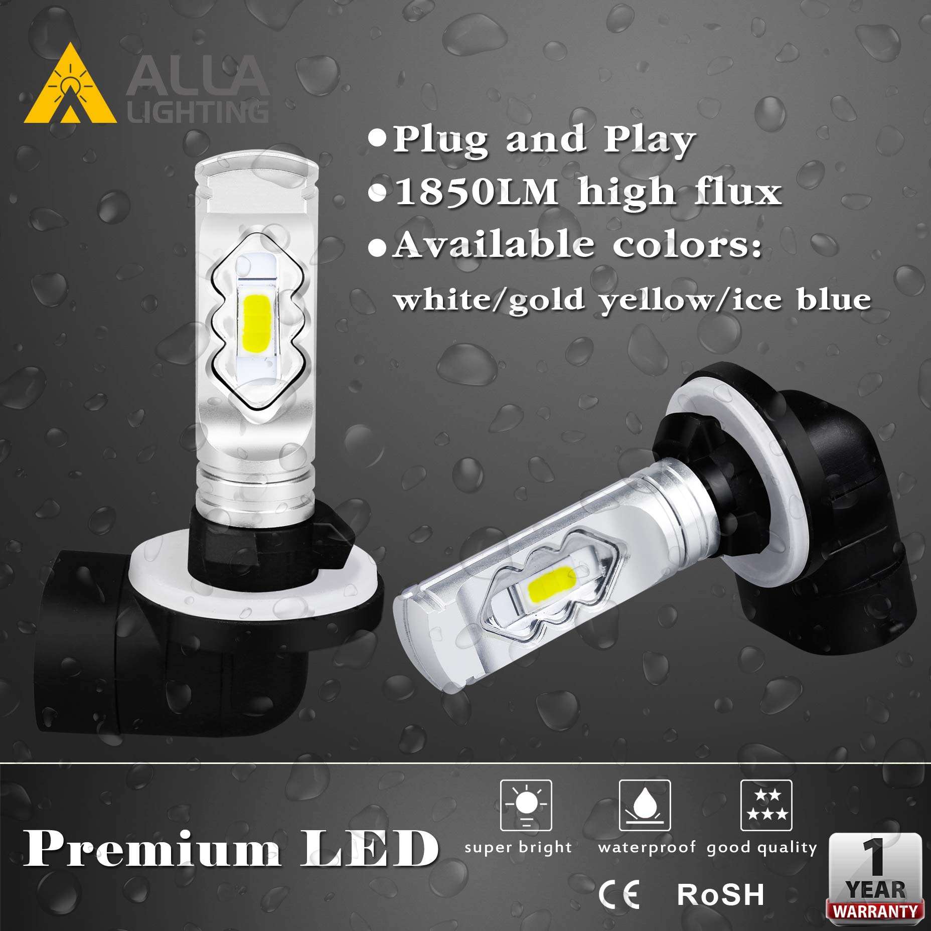 Alla Lighting 3800lm 886 898 881 LED Fog Light Bulbs Super Bright ...