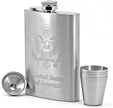 Amazon.com | Premium USA Engraved Hip Flask for Men & Women - 304 (18/8 ...
