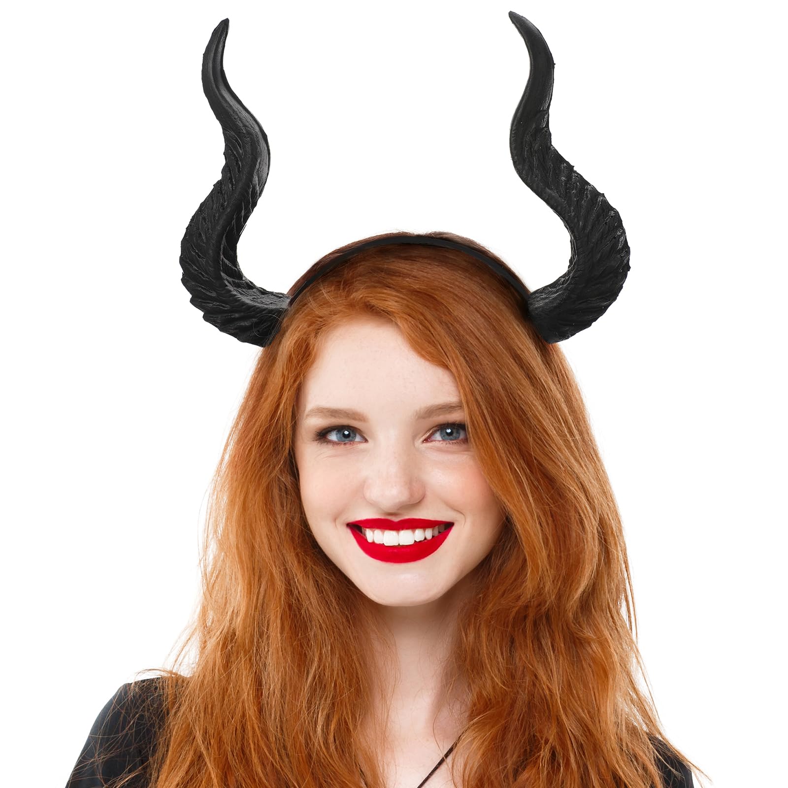 MOSTORY Black Devil Horns Headband - Large Demon Horns Hairband Dark Ox ...