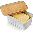 Amazon.com | Hasense Large Butter Dish with Lid for Countertop - Farmhouse Ceramic Butter ...