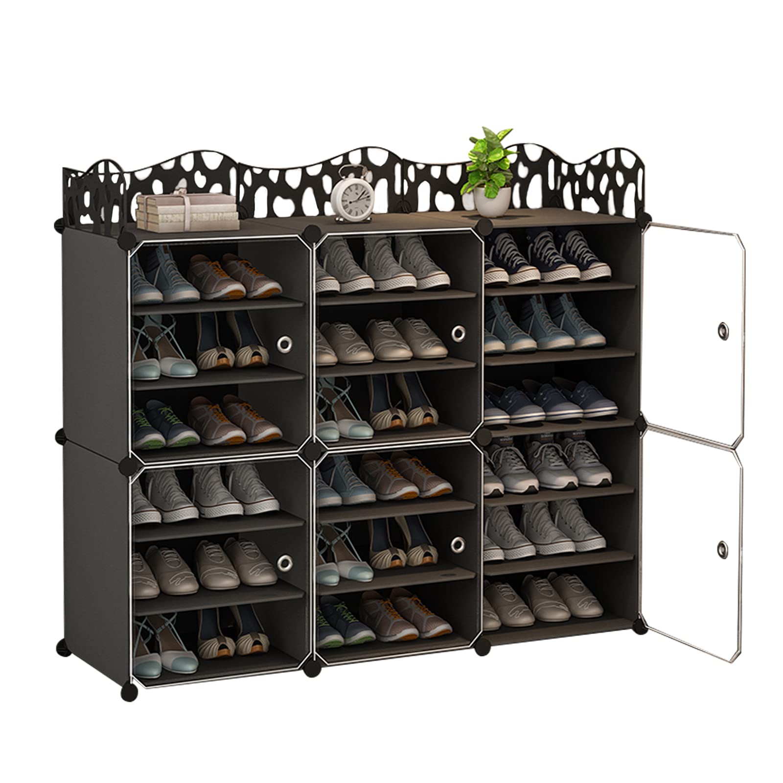 Jomifin Shoe Rack Storage Cabinet with Doors, Portable Shoes Rack ...