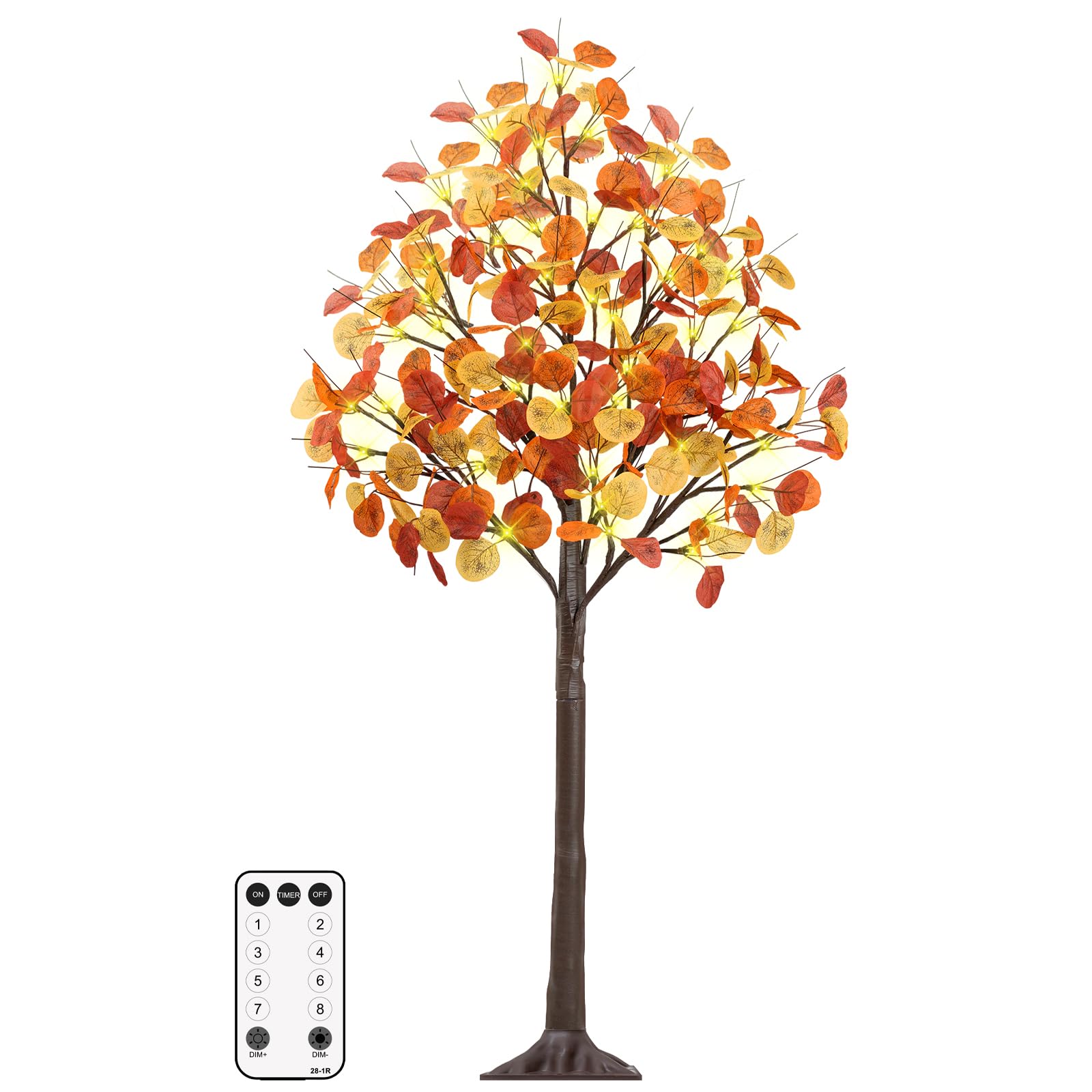 Remon 4FT Lighted Fall Tree - Artificial Fall Light Up Eucalyptus Tree ...