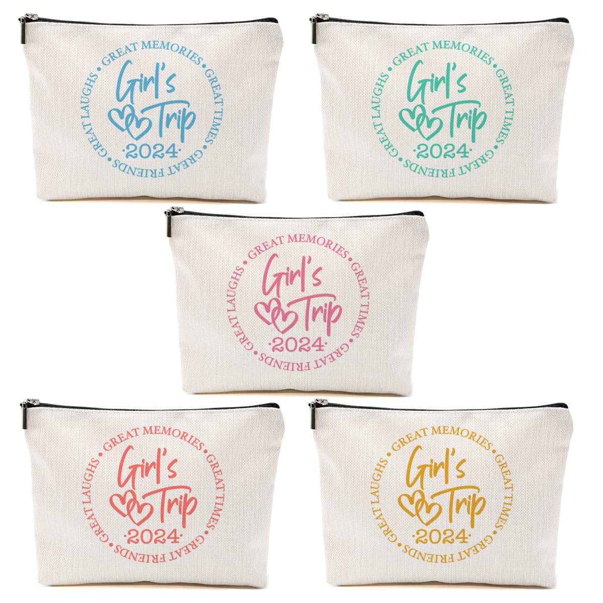 5 Pcs Girls Trip Gifts Favors, Girls Weekend Gifts Makeup Bag, Bestie ...