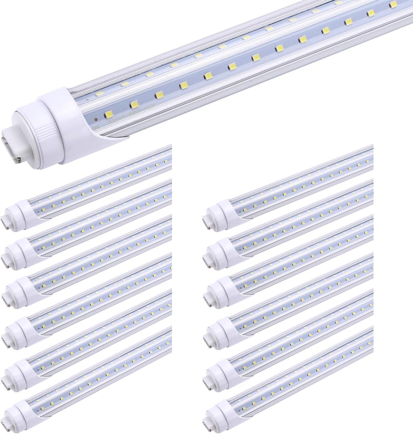 TRLIFE R17D/HO 8FT LED Bulbs, V-Shaped Dual Row Clear Cover 65W 6000K ...