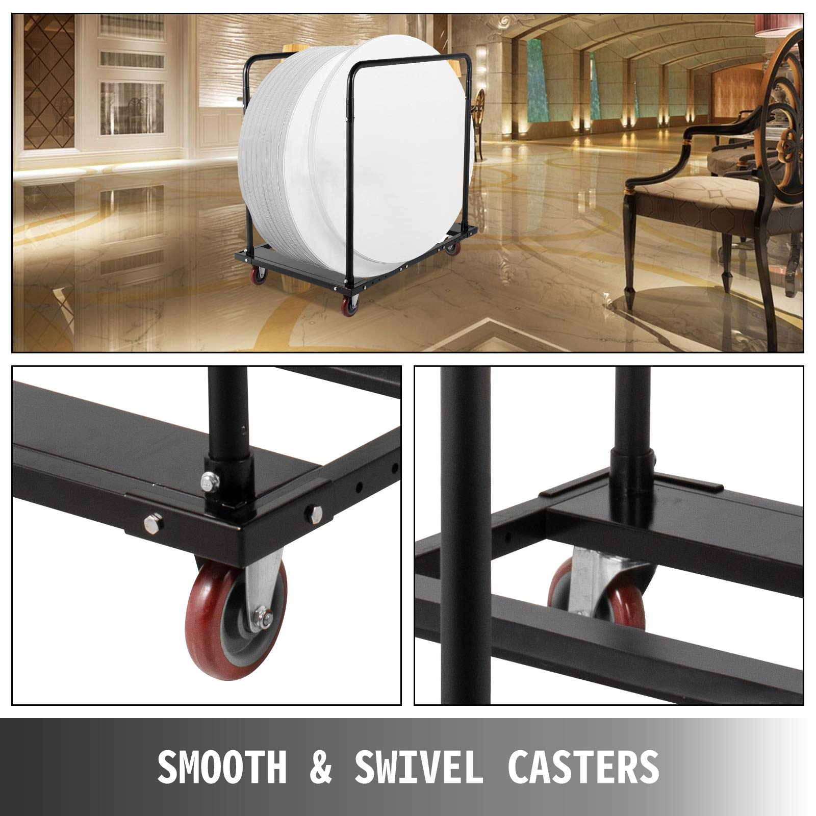 Mua Happybuy Folding Table Cart Black Table Rack for 60" Round Tables ...