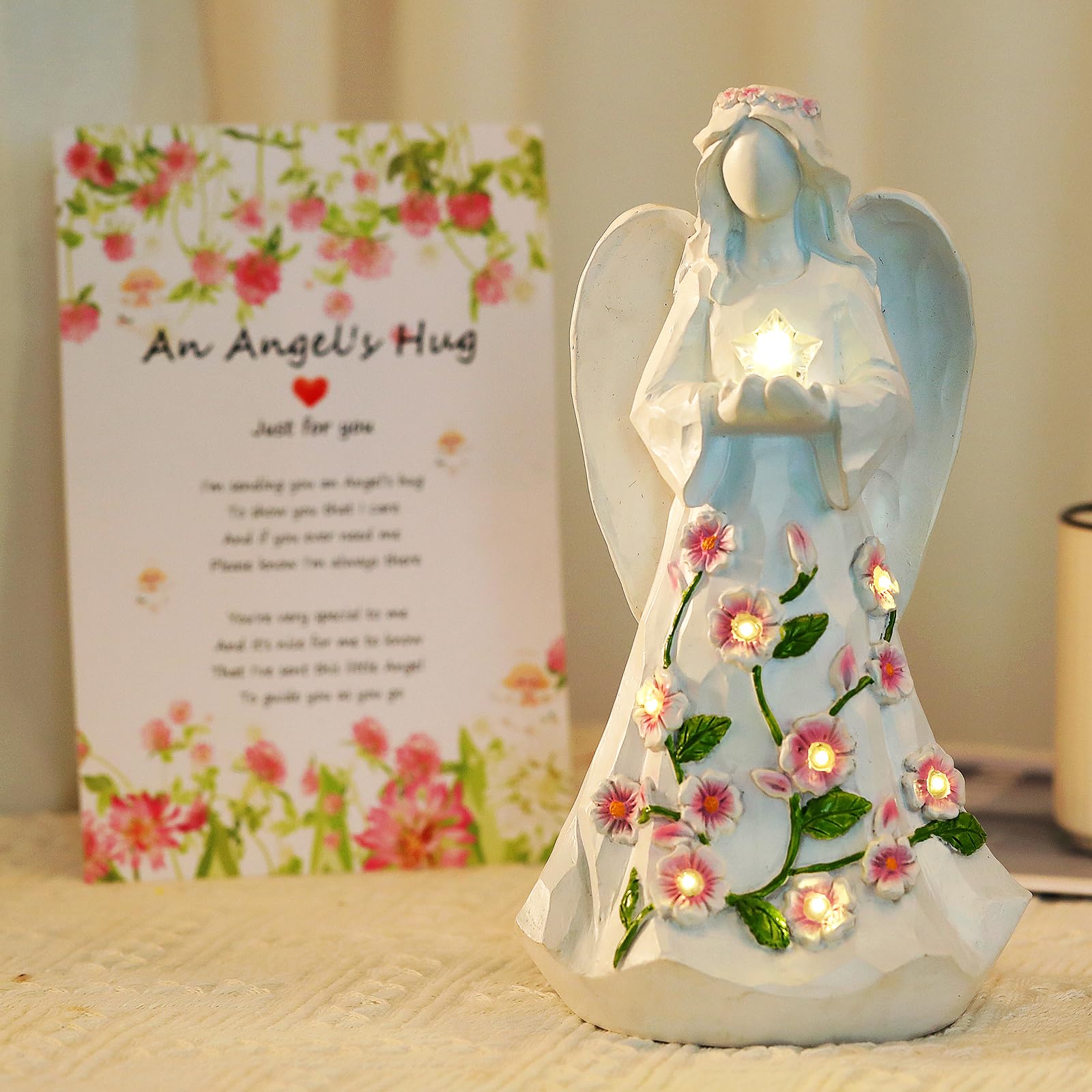 LEGIFO Guardian Angel Figurines with Light Star Battery Operated Angel ...