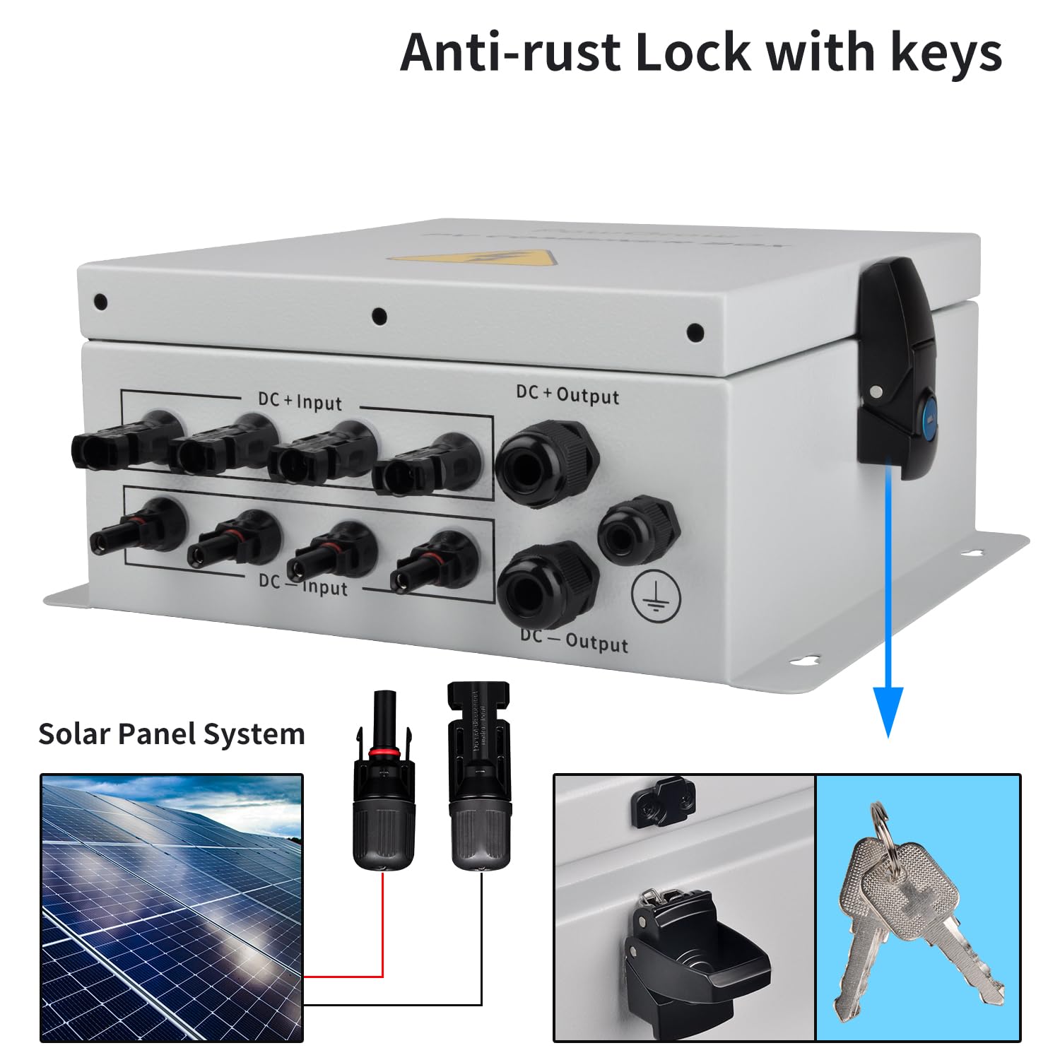 Mua PV Combiner Box, 4 String Metal Solar Combiner Box with 15A Rated ...