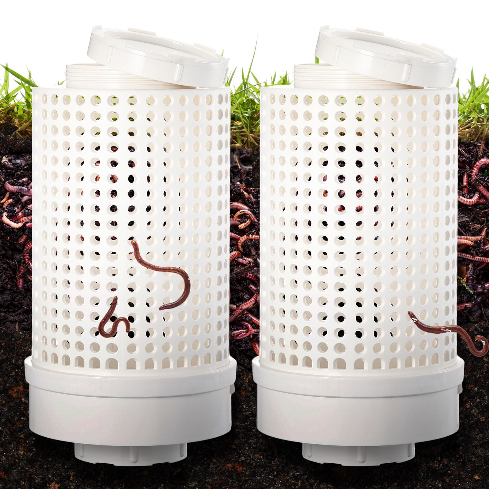 Blosssound 2 Pcs Inground Worm Composter Outdoor Farm Compost Bin ...