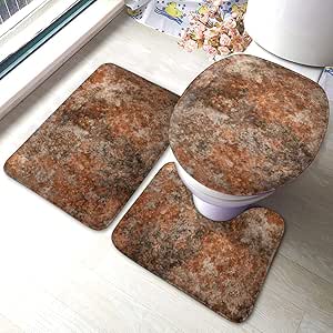 Amazon.com: Bathroom Rug Set 3 Piece Bathroom Carpet Rug Rust Brown ...