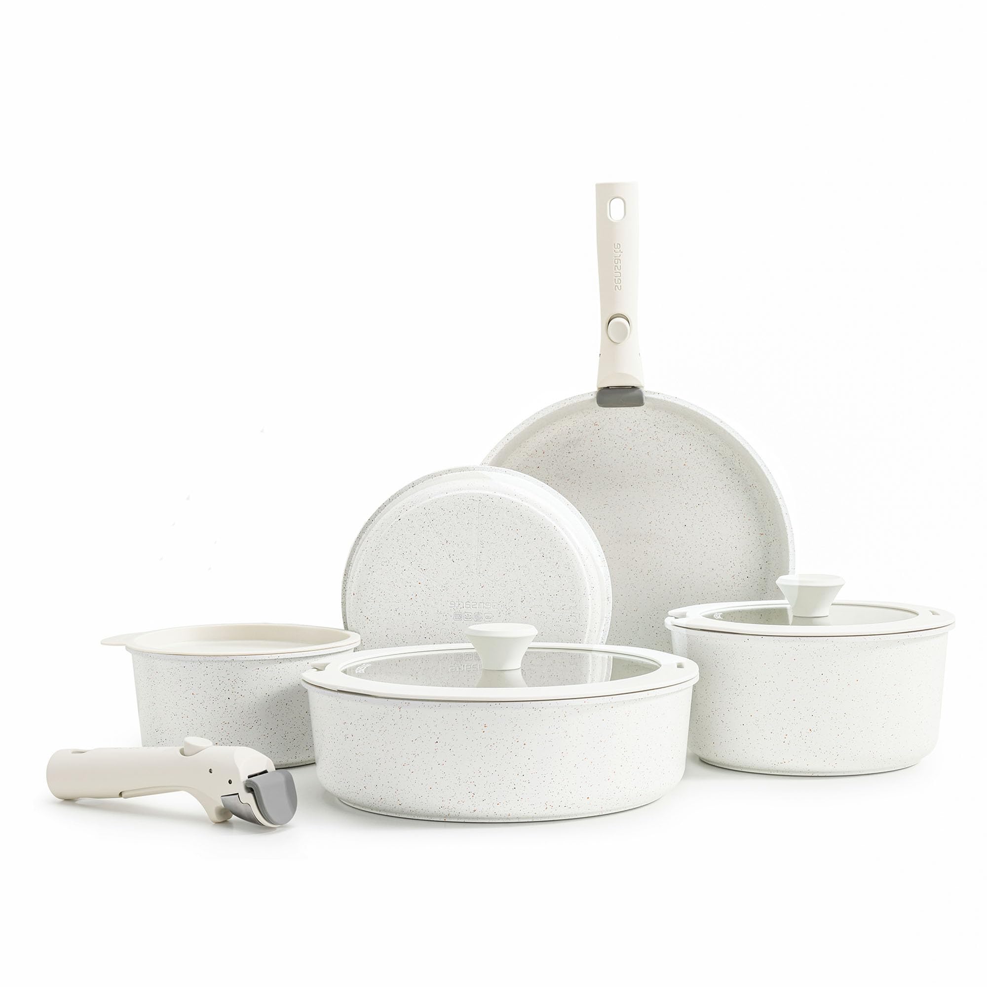 SENSARTE 13 Piece Pots and Pans Set, Nonstick Detachable Handle Cookware, Induction Kitchen ...