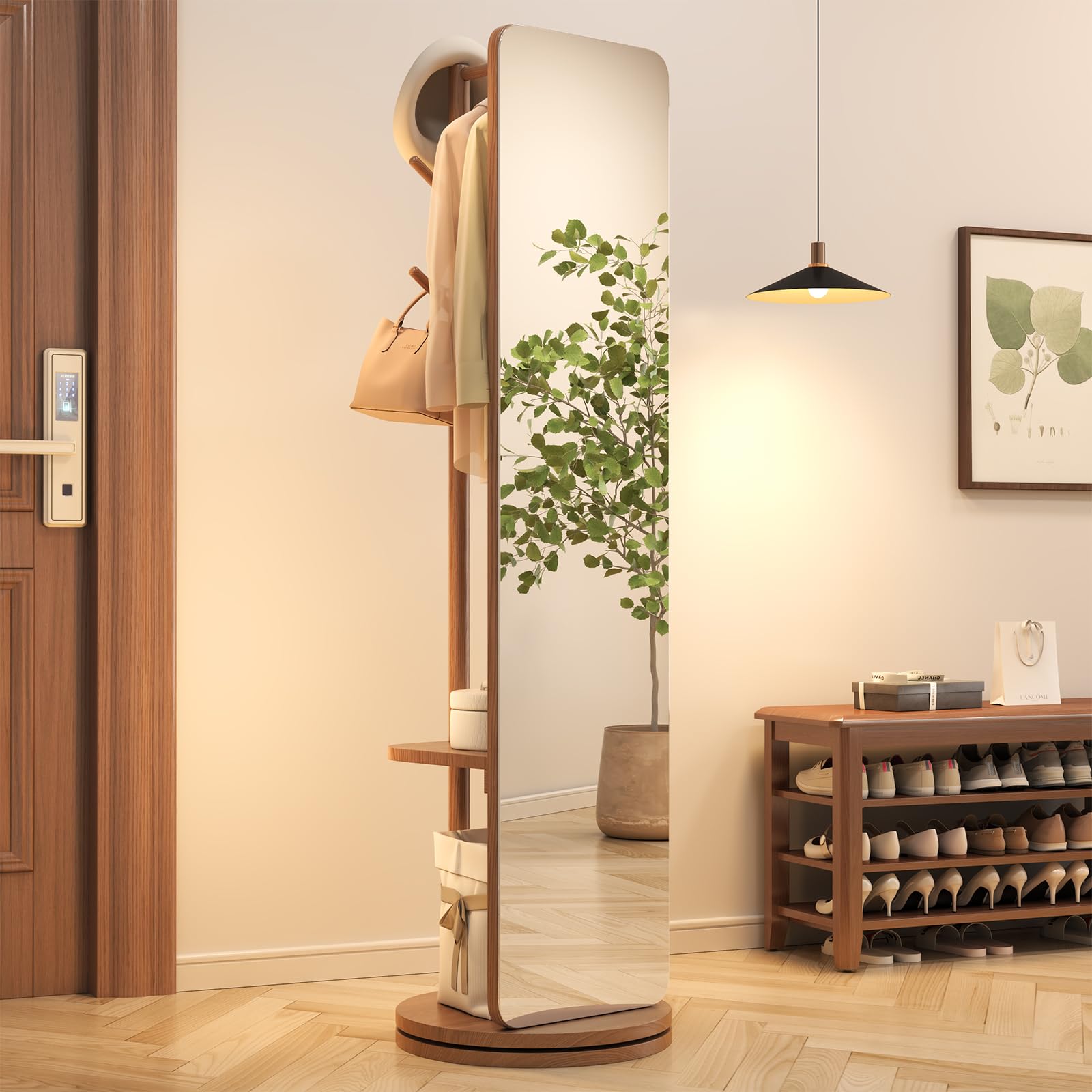 AnywaysWood Full Length Mirror Coat Rack?70"x16"Full Length Mirror with ...