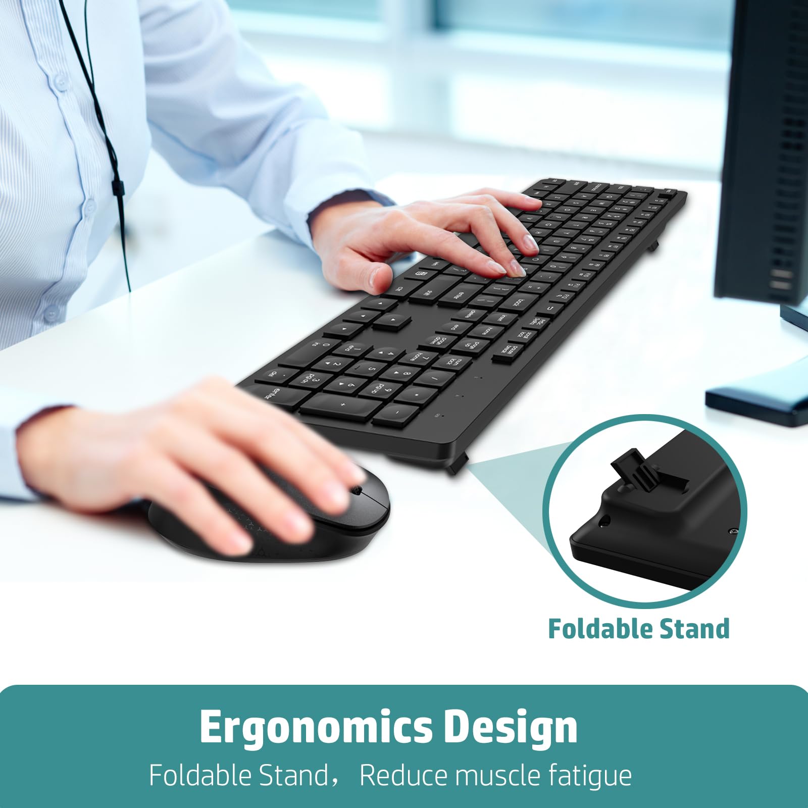 Mua LeadsaiL Wireless Keyboard and Mouse Combo, Full-Sized Ergonomic ...