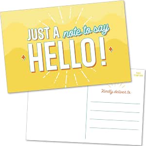 Amazon.com : 50 Blank Bulk Hello Postcards - Positive, Fun and Colorful ...