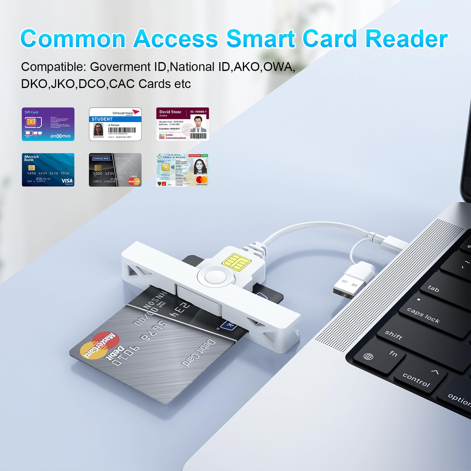 Mua CAC Card Reader 2 in 1 USB/Type C Dual Connector, DOD Military USB ...