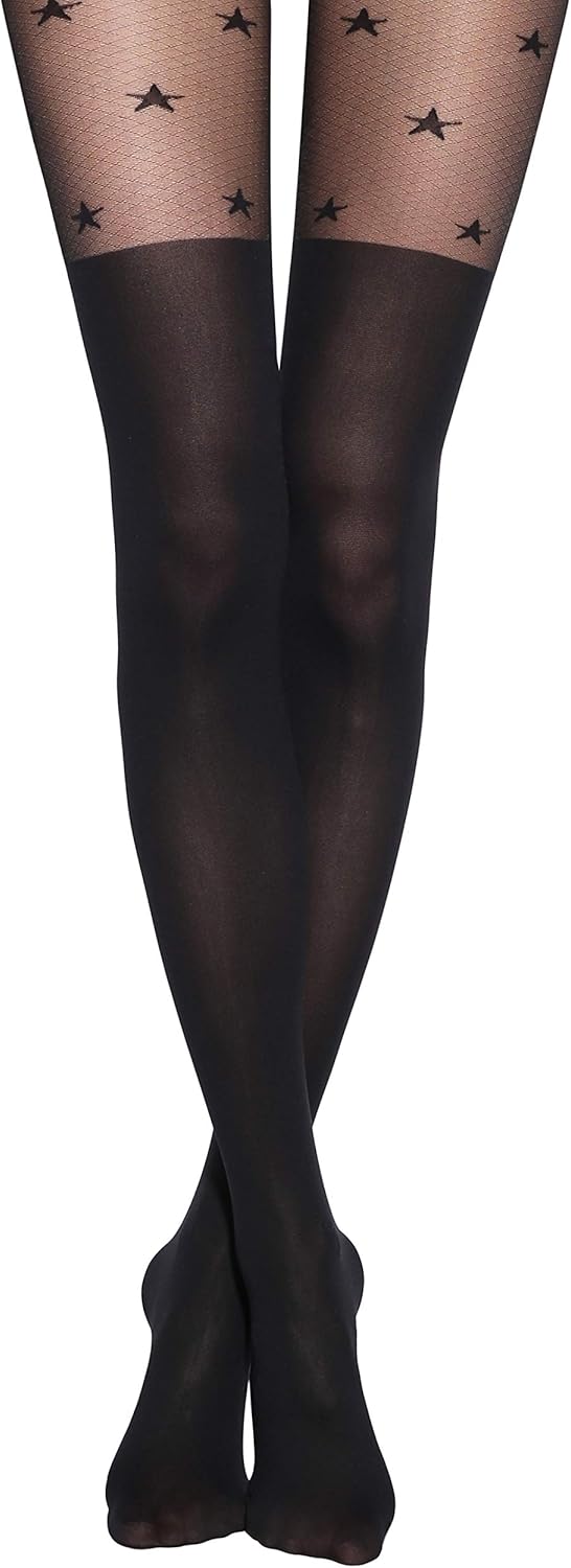 Conte Tights with Stocking Imitation Stars Patterned Opaque Pantyhose ...