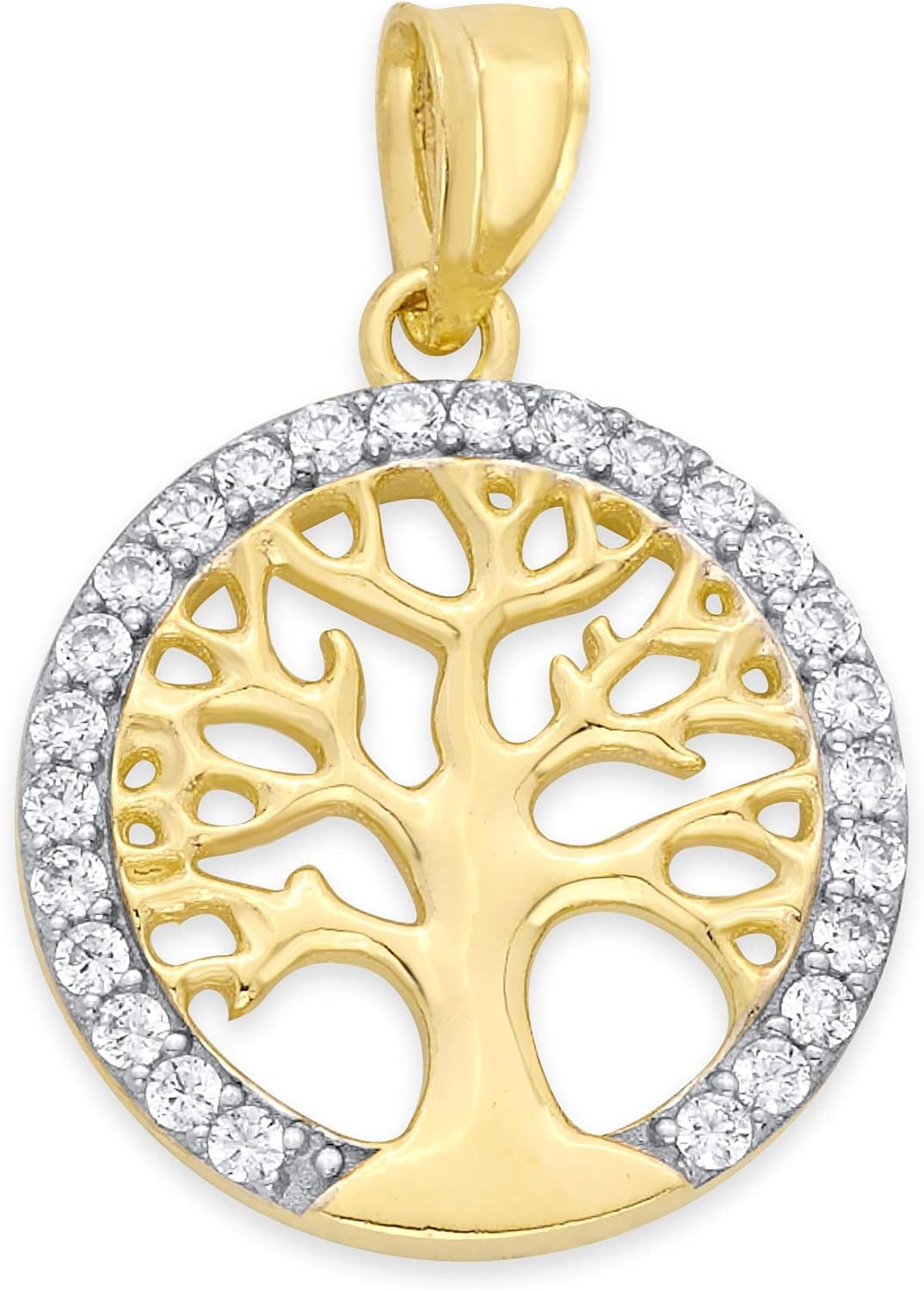 Amazon.com: 14k Real Solid Gold Tree of Life Pendant, Romantic Jewelry ...