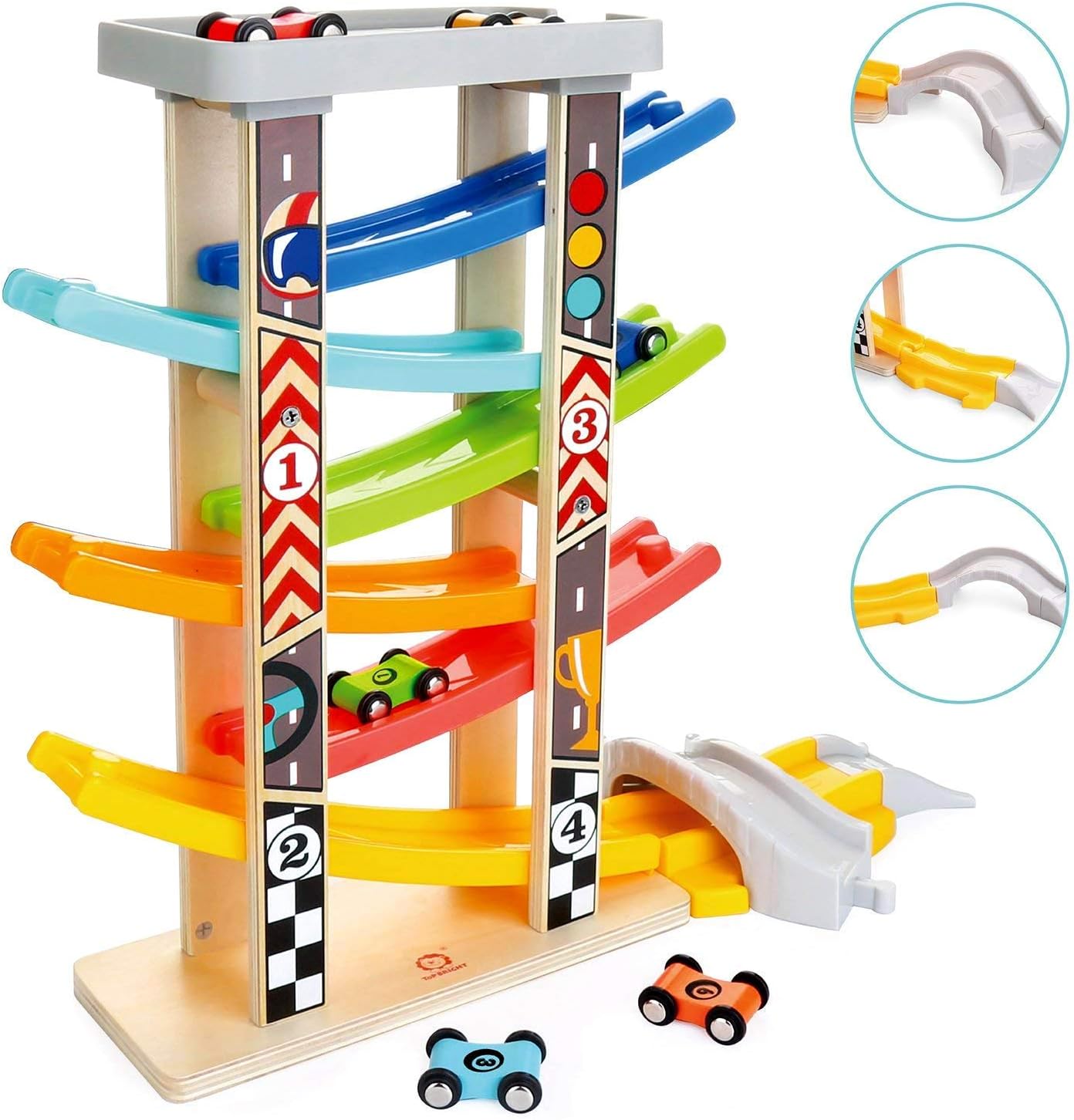 Milly & Ted Mega Wooden Race Track Car Ramp Racer & 6 Cars – Toddler ...