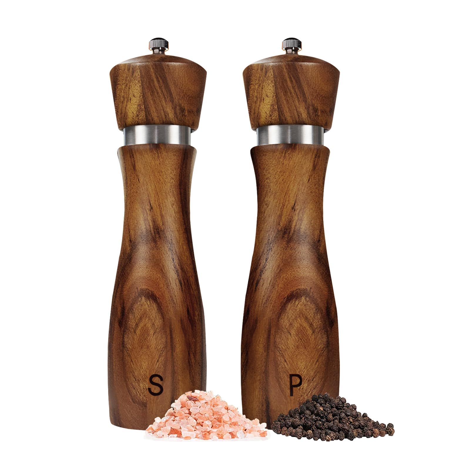 Mua 2 Pack Salt and Pepper Grinder Set, Acacia Salt and Pepper Shakers ...