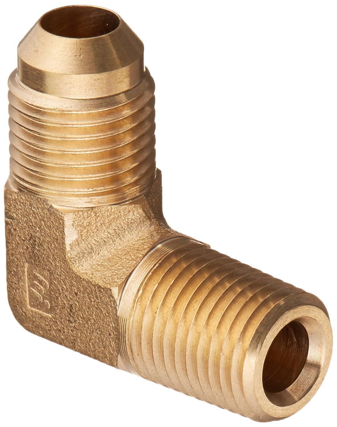 Brennan Industries 2501-06-04-B Brass 90 Degree Elbow Adapter, 9/16"-18 SAE x 1/4"-18 NPTF ...