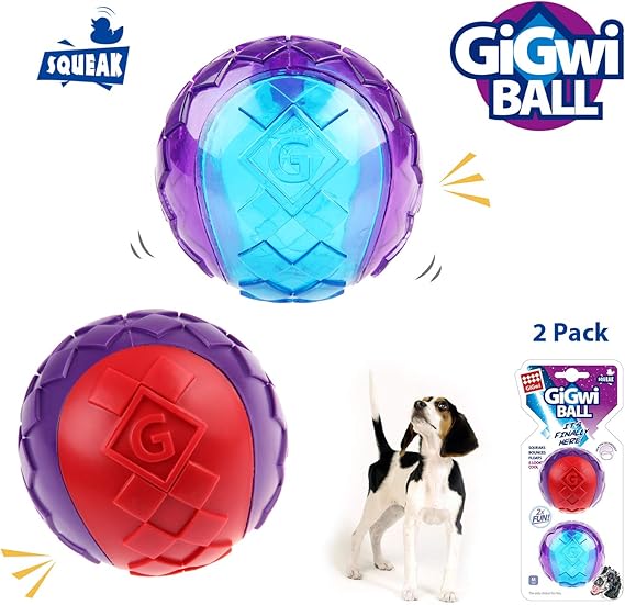 Pet Supplies : Gigwi Interactive Dog Ball, Dog Toys Squeaky Balls 2.5” Bouncy and Assorted ...