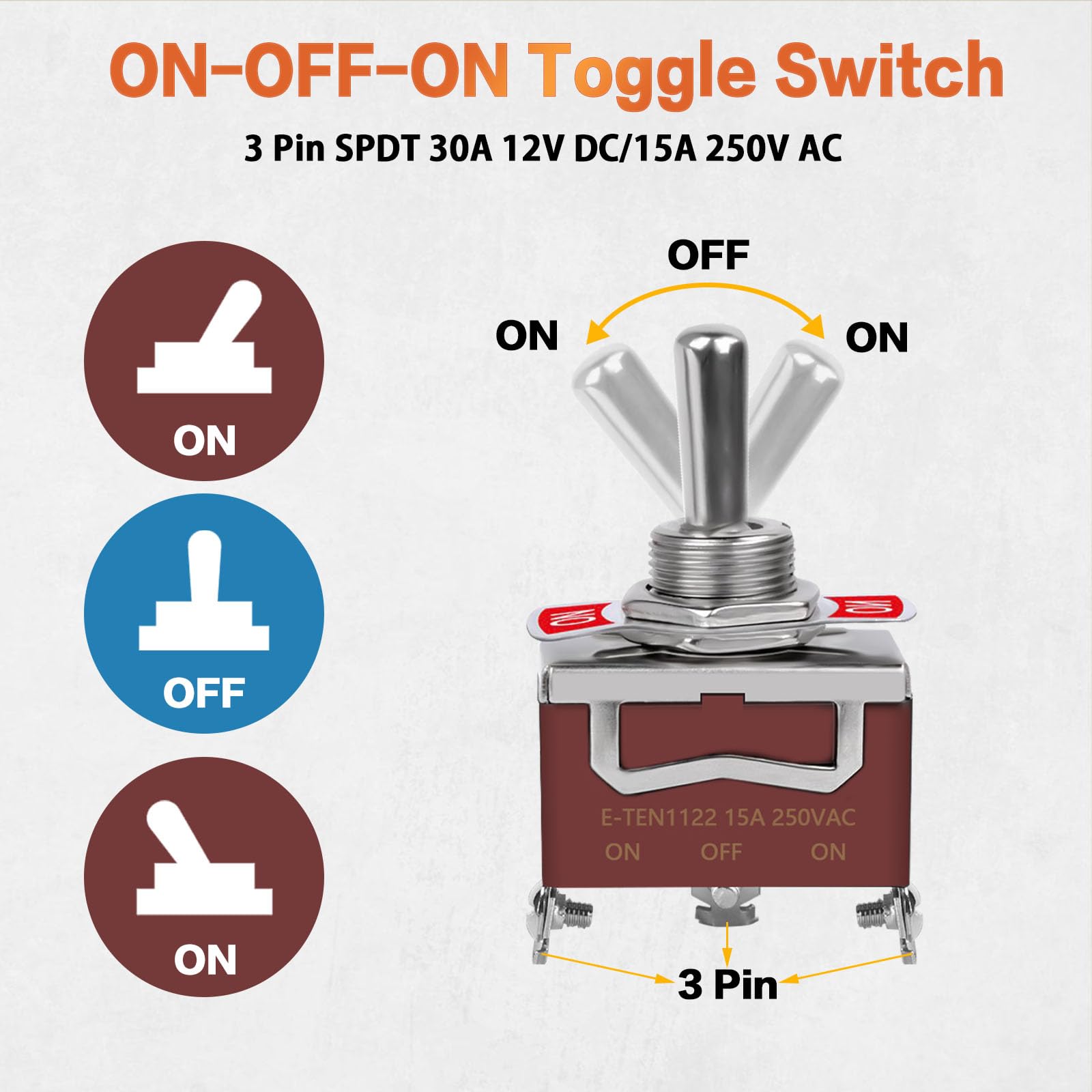 Mua 6 Pack Toggle Switch, 3 Pin 12V DC 30A/250V AC 15A, Heavy Duty SPDT ...