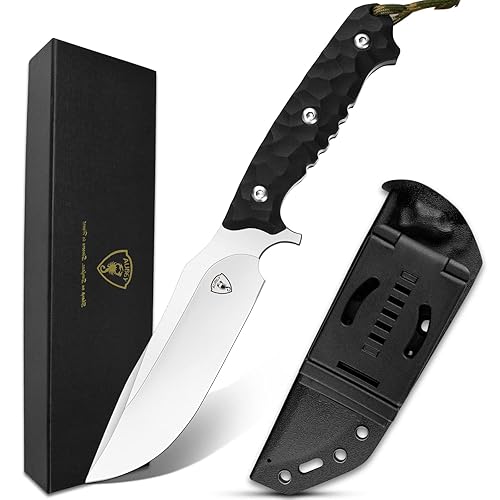 AUBEY Fixed Blade Camping Knife, 10.6" D2 Steel Full Tang Hunting Knife ...