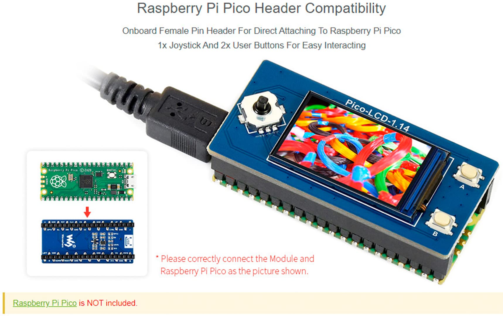 Mua waveshare for Raspberry Pi Pico, 1.14" LCD Display Module, 240×135 Pixels IPS Screen 65K RGB ...