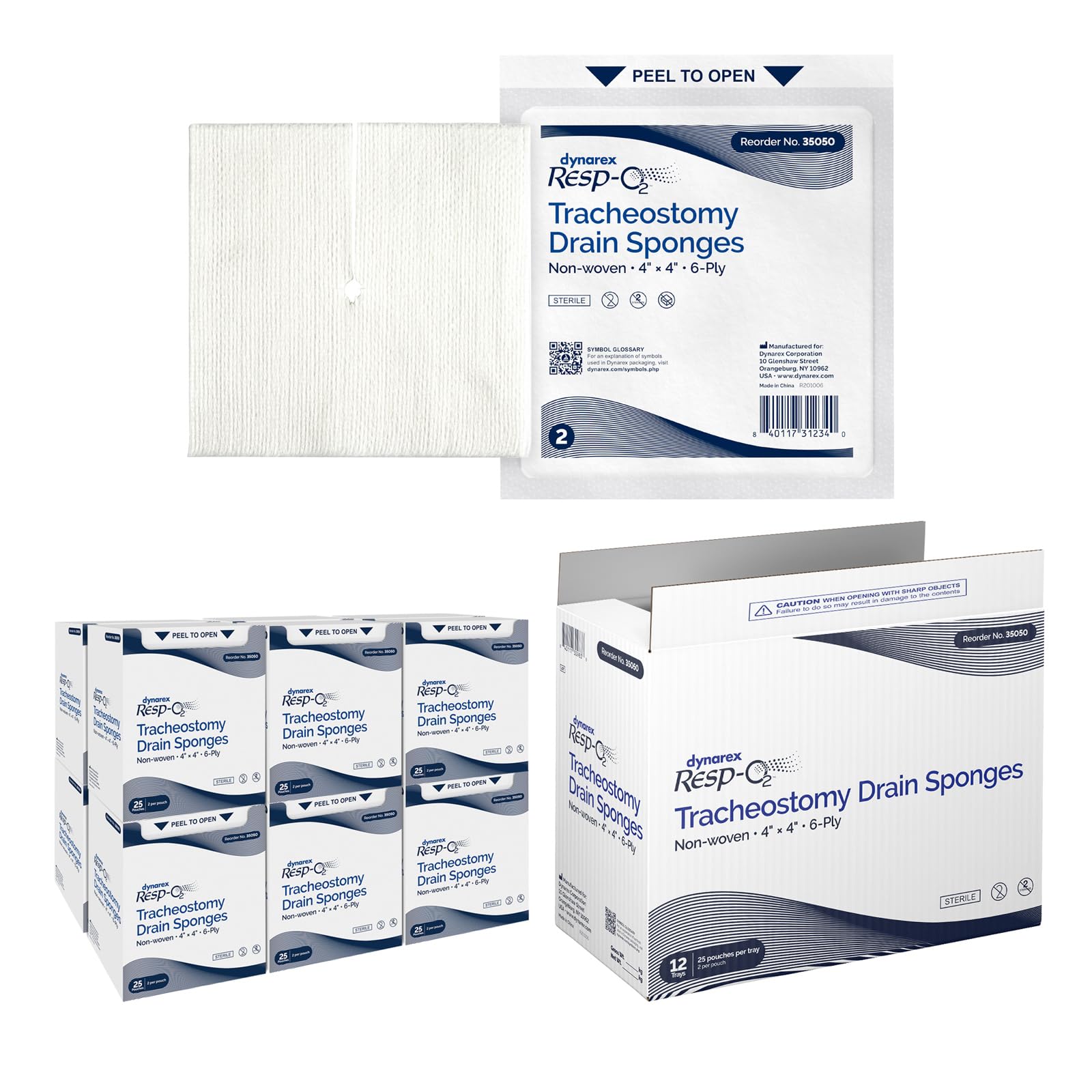 Mua Dynarex 35050 Tracheostomy Drain Sponge, 4" Length, 4" Width, 6 Ply ...