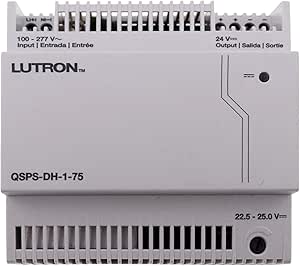 Lutron QSPS-DH-1-75 QS Link Power Supply, 100-277V, 0.5-1.3A, Clase 2 Negro adaptador de cable ...