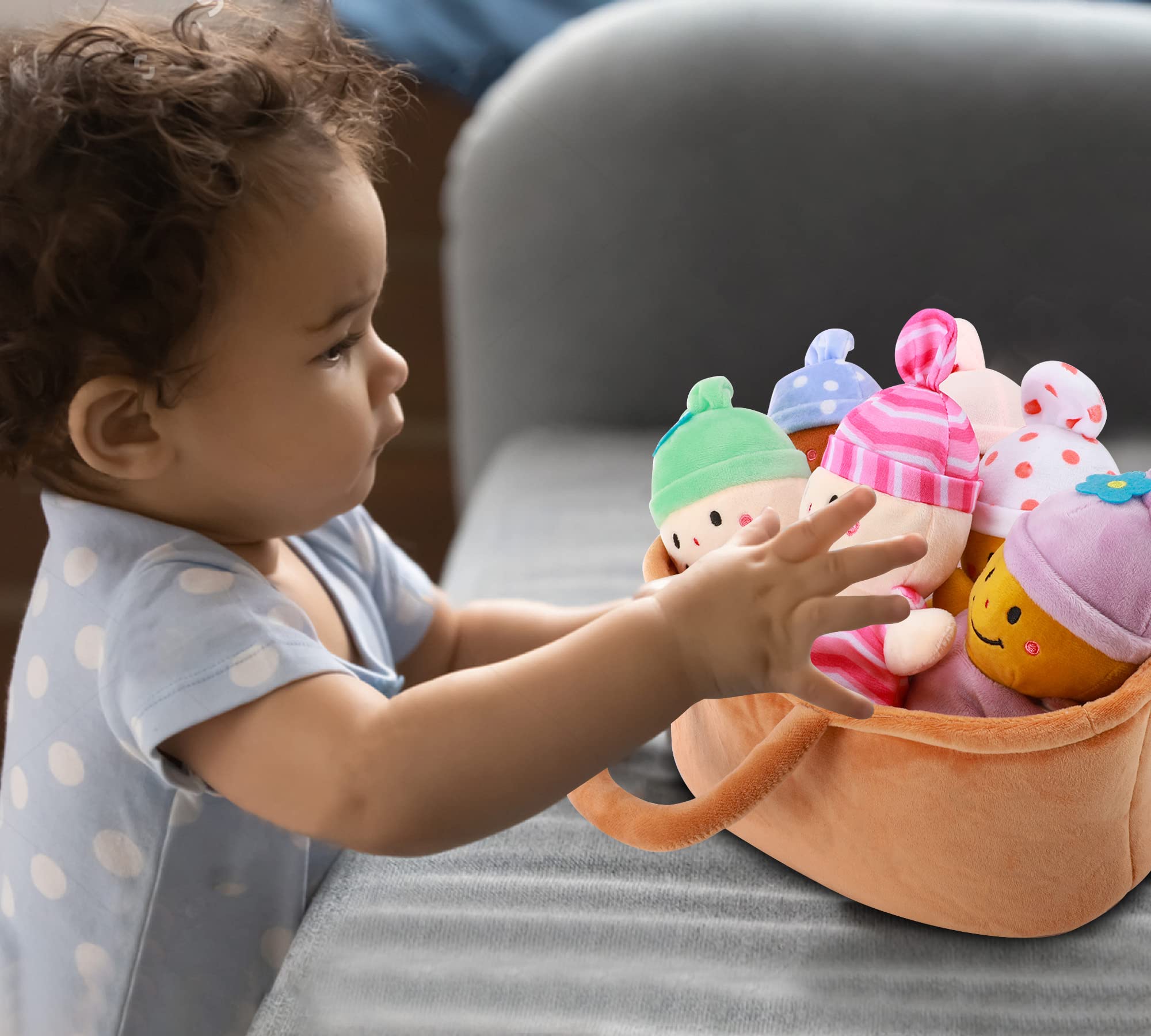 Mua Qpewep Basket Plush Baby Dolls Soft Multicultural Sensory Babies ...